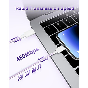 USB C to USB C Cable - 100W Type C to C Fast Charging Cable for iPhone 15 Pro Max/Plus Samsung S23 iPad Pro iPad Air/Mini MacBook Pro/Air Google Pixel Chromebook (PD 6.6Ft Nylon Cord, Purple)