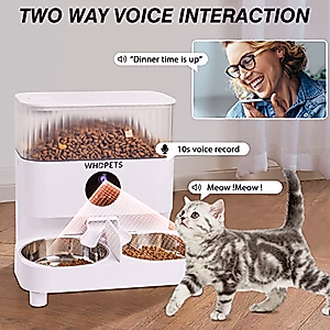 Automatic Cat Feeders, WHDPETS 5L Cat Food Dispenser with 1080P Camera for 2 Cats & Dogs with Feeding Mat, Portion Control, Dual Power Supply, Voice Recorder, 2.4G Wi-Fi Enabled