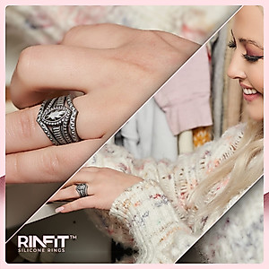 Rinfit Silicone Rings for Women - Engagement or Promise Ring & Stackable Set - Womens Rubber Wedding Rings & Silicone Wedding Bands - Patented Design - Black - Size 6