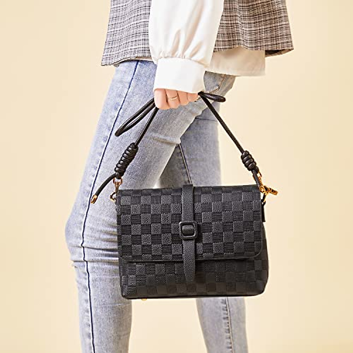 TXUNIAOZZ Small Fashion PU Crossbody Bags Shoulder Bag Purse Handbags for Women,Black