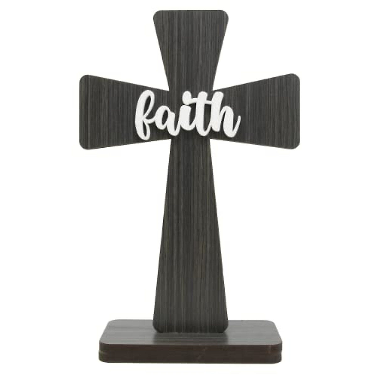 Needzo Rustic Wooden Standing Cross With Faith Center, Religious Home or Office Décor for Shelves, Tables, or Desks, 8.5 Inches x 5.5 Inches