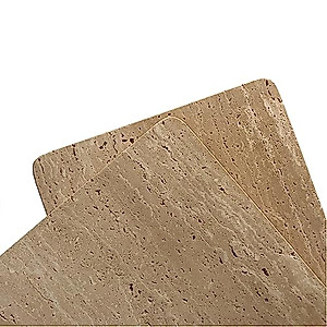 StonePlus Natural Marble Beige Travertine Tray, Pastry Cheese Tray, Dessert Coffee Plate, Double Sided Smooth Marble Slab (Beige Travertine)