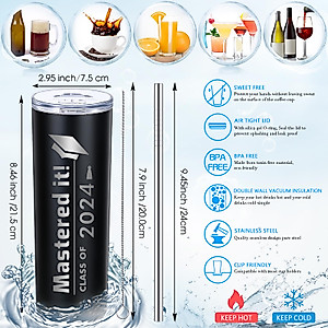 Patelai Graduation Gifts for Mastering Degree, Mastered It 2024 Masters Graduation Coffee Mug for High School College Graduate, 20 oz Water Tumbler with Gift Box Straw and Brush (Black,1 Pc)