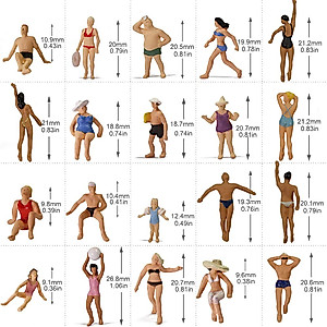 Evemodel P8720 40pcs Model Trains Swimming Figures 1:87 Scale HO Scale People Scenery Layout Landscape Miniature