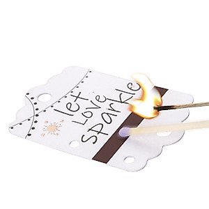 100pcs Cute Wedding Sparkler Tags with Match Holder and Striker Let Love Sparkle Send Off,Pearl White