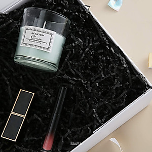 BLK&WH 1 LB Crinkle Cut Paper Shred Filler, Black Crinkle Paper for Gift Wrapping, Shredded Paper for Gift Baskets, Crinkle Paper for Packaging