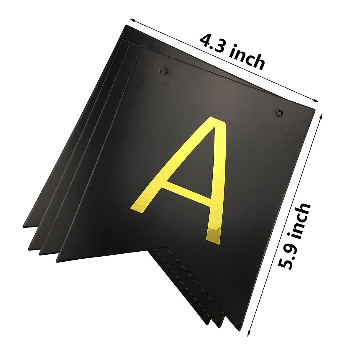 FECEDY Black Happy Birthday Bunting Banner with Shiny Gold Letters Party Supplies