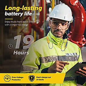 MIPEACE Bluetooth Work Earplugs Headphone, Wireless in-Ear Noise Isolating Earbuds,29dB Noise Reduction Headphone with Mic and Control,19+ Hours Battery for Lawn Mowing Safety Industrial Construction