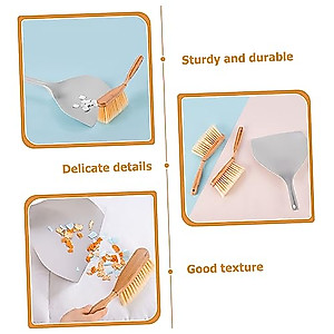 SEWOART 1 Set Desktop Cleaning Kit Broom Indoor Handheld Broom Hand Broom and Dustpan Kits Dust Pan Gray Desk Small Pans Mini Cleaning Brush Small Cleaning Broom and Dustpan Brush Grey