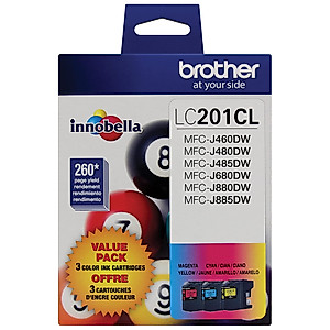 Brother Genuine Standard Yield Color Ink Cartridges, LC2013PKS, Replacement Color Ink Three Pack, Includes 1 Cartridge Each of Cyan, Magenta & Yellow, Page Yield Up To 260 Pages/cartridge,Magenta, Cyan, Yellow
