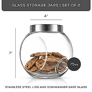 JoyJolt All-Sides Cookie Jar. Set of 2 Cookie Jars for Kitchen Counter with Lids, Candy Jar, Dog Treat Container, Laundry Detergent Container, Large Canisters, Half Gallon Glass Jar with Lid Airtight