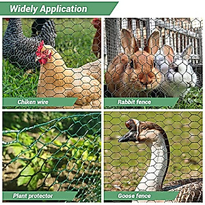 Chicken Wire Fence for Craft,13.78 x 118 Inch Lightweight Galvanized Hexagonal Chicken Wire Netting, Chicken Wire Mesh for Garden Poultry, Floral Chicken Wire Fencing with Gloves, Wire Ties and Plier