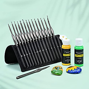 Magicfly Fine Detail Paint Brushes, 15pcs Miniature Paint Brushes Set with Dustproof Nylon Bag, Nylon Hair, Fine Detailing for Acrylic, Oil, Watercolor, Gouache & More
