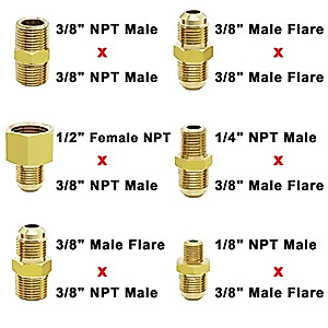 12 Feet High Pressure Braided Propane Hose Extension with Conversion Coupling 3/8" Flare to 1/2" Female NPT, 1/4" Male NPT, 1/8" NPT Male,3/8" Male NPT, 3/8" Male Flare for BBQ Grill, Fire Pit, Heater