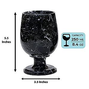 Radicaln Marble Wine Glasses Set of 2 Black 5.5 x 3.5 Inches 8.4 oz Handmade Wine Glass Set - Marble Stone Champagne Glasses - Suitable for Small Gathering & Home Décor
