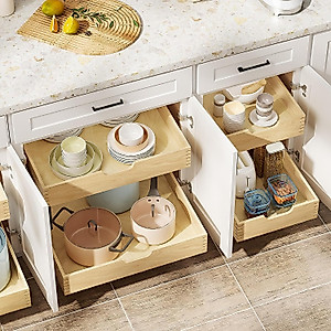 LOVMOR Pull Out Cabinet Organizer 10½” W x 21” D, Cabinet Drawers Slide Out with Full Extension Rail Slides with U-Bracket, Pull Out Shelves for Kitchen Cabinets and Pantry with Soft Close