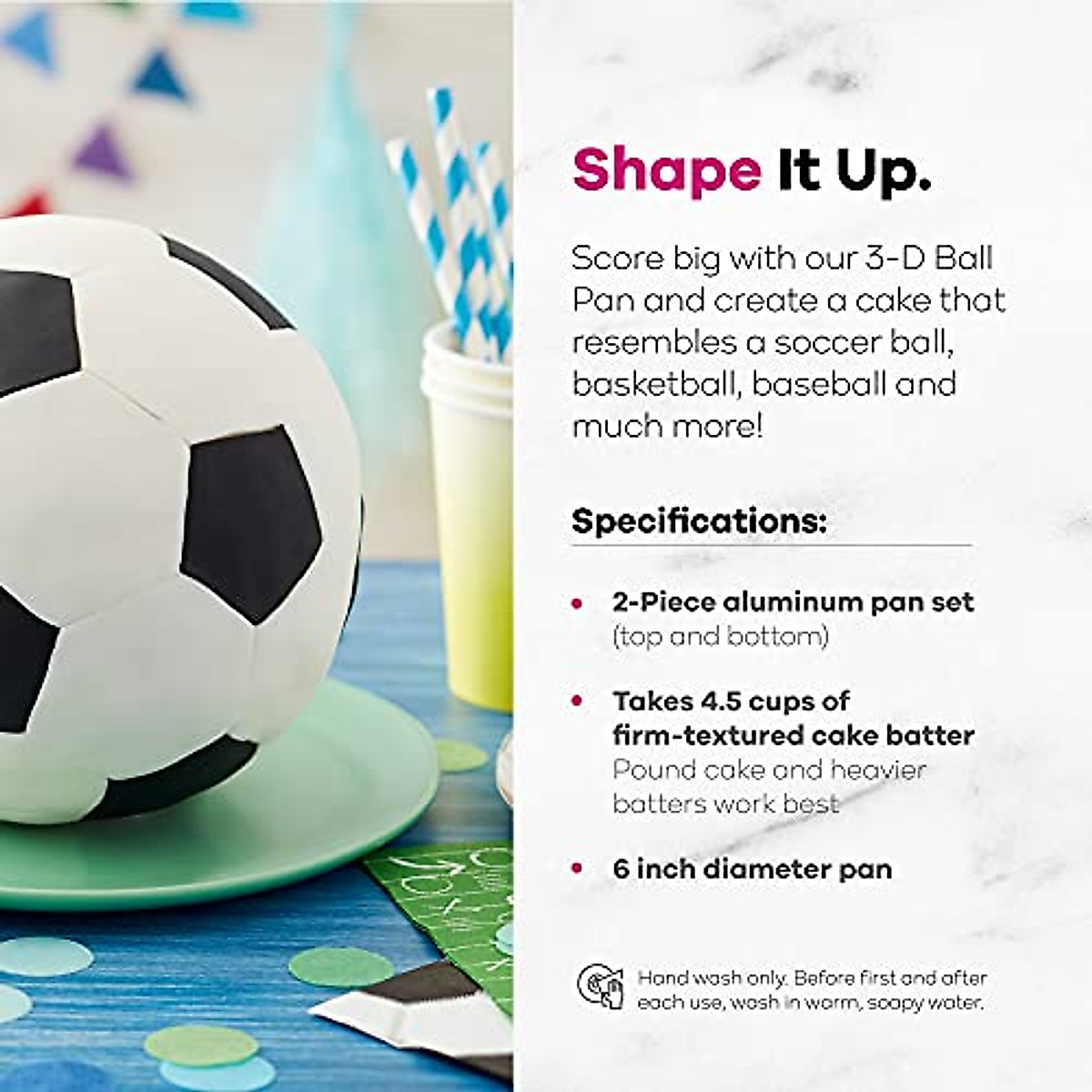 Wilton 3-D Sports Ball 6-Inch Aluminum Cake Pan Set