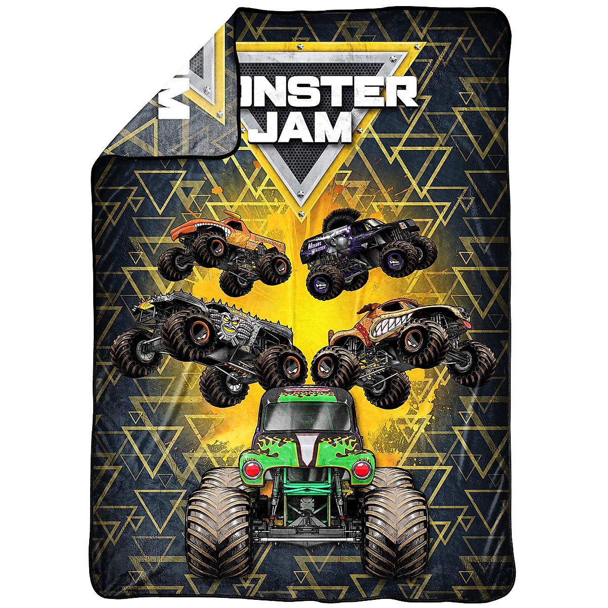 Jay Franco Monster Jam MJ Life Blanket - Measures 62 x 90 inches, Kids Bedding Features Grave Digger - Fade Resistant Super Soft Fleece