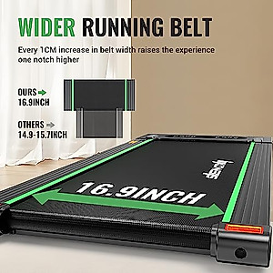 LYKOWENS Walking Pad Treadmill Under Desk, 16.9 inch Running Belt 2.5HP Walking Treadmill Under Desk with Remote Control, 300 Lb Capacity for Home, Office and Apartment