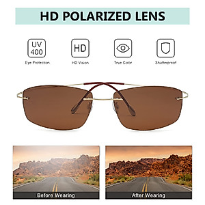 Eyekepper Rimless Titanium Frame Polarized Sunglasses G15 Lens