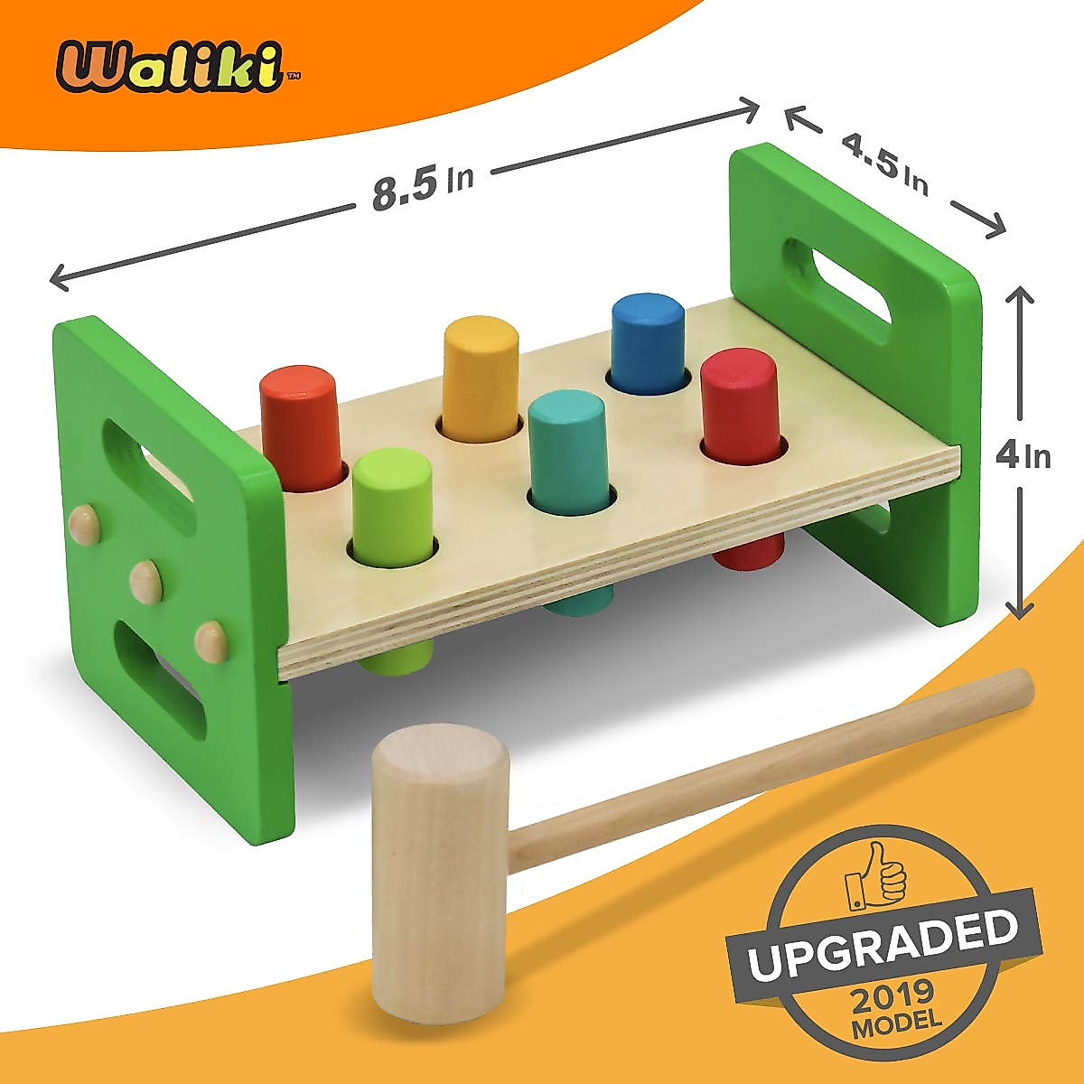 WALIKI Wooden Toy Pack for Kids | Pounding Bench, Shape Sorter Box & Rainbow Stacker | Montessori Developmental Toys for Toddlers & Preschoolers | Ages 2-5 | Educational Gift