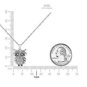 Diamond Owl Necklace for Women 925 Sterling Silver 1/10ct (I-J, I3), 18 inches, by Keepsake