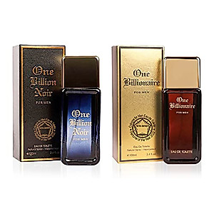 META-BOSEM One Billionaire+One Billion Noir Men's Cologne Collection, Eau de Toilette Natural Spray - Fresh Scent - Holiday Gift Set (Pack of 2) Each 3.4 Fl Oz, Total 6.8 Fl Oz