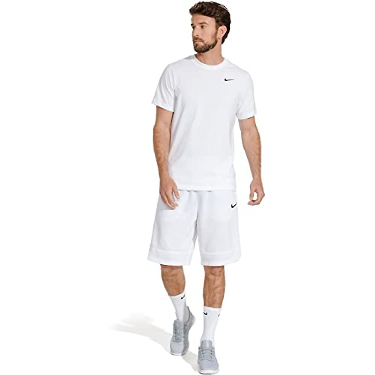 Nike Kids' Everyday Cotton Cushioned Crew Socks (6 Pair), White/Black, Small