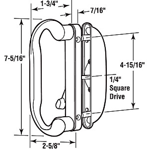 Prime-Line C 1277 Diecast, White, Patio Door Handle Set, Square Drive Center Lever, Used for Roto (Single Pack)