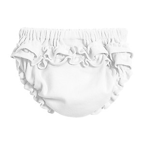 Made in USA Baby Girls Ruffled Diaper Covers Bloomers Soft Cotton Fashionable Cute SPD sensory Sensity Clothing White, 0/3 M
