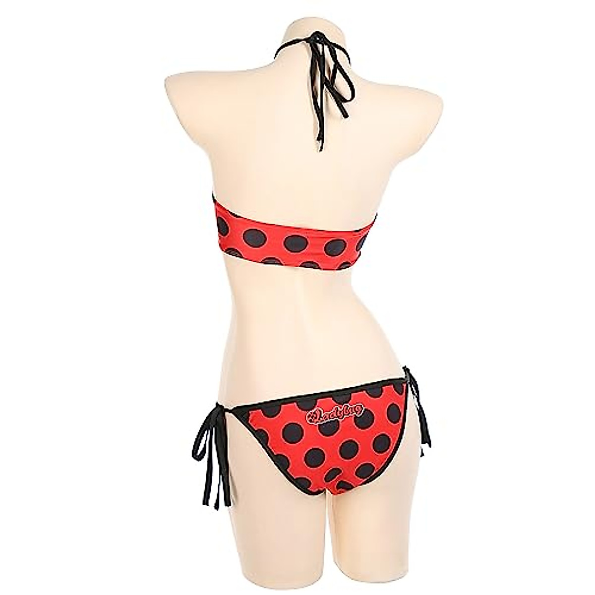 Miraculous Women's Ladybug Classic Beach Halter Top with Tie-Side Bottom Bikini Bathing Suit (as1, Alpha, m, Regular, Regular, Red)