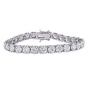 Abbie+Cleo 41 CT TGW Women's Cubic Zirconia Tennis Bracelet - Pulseras de Tenis Para Mujeres - 925 Sterling Silver - 6x6mm (Round - 7.25in Length)
