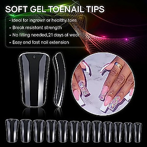 120PCS Clear Square Nail Tips,Short Nail Tips Full Cover Natural Crystal Duck Feet Styel for Wide French False Nail Extension, Acrylic Nails Professional for Y2K-inspired Designs(12 Size Clear)