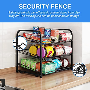 AIYAKA 3 Tier Stackable Can Rack Organizer,for food storage,kitchen cabinets or countertops,Storage for 36 cans,2-piece,silver