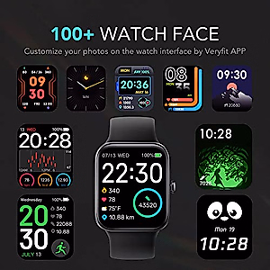 SKG Smart Watch, Fitness Tracker with 5ATM Swimming Waterproof, Health Monitor for Heart Rate, Blood Oxygen, Sleep, 1.7'' Touch Screen Bluetooth Smartwatch Fitness Watch for Android-iPhone iOS, V7