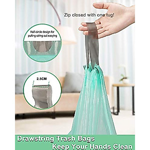 1.2 Gallon Trash Can Liners,125 Counts Drawstring Mini Trash Bags, Strong Small Compostable Trash Bags Small Bathroom Trash Bags for Home Kitchen Office Fit 4.5-5 Liter Trash Can,1-1.5 Gallon (Green)
