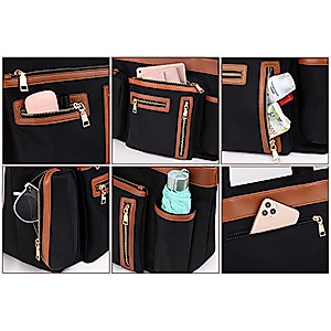 UTO Tote Bag for Women Large Capacity Water Resistant Nylon Handbag and Purse with Multi Zipper Pockets