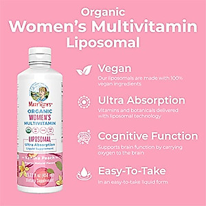 MaryRuth's Multivitamin for Women | USDA Organic | Sugar Free Womens Multivitamin | Liquid Vitamins for Women | Immune Support Liquid Liposomal | Cognitive Health & Mood Balance | Vegan | 15.22 Fl Oz