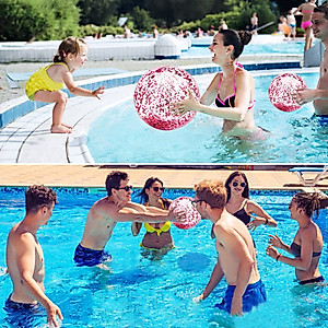 TURNMEON 5 Pack Sequins Beach Ball Jumbo Pool Toys Balls 16 Inch 24 Inch Giant Confetti Glitters Inflatable Clear Beach Ball Swimming Pool Water Beach Toys Outdoor Summer Party Favors for Kids Adults