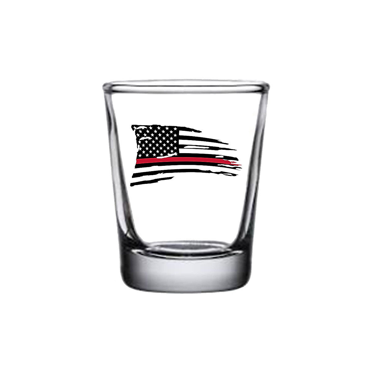 Rogue River Tactical Tattered Wavy Distressed Thin Red Line Flag Shot Glass Gift For Fire Fighter Firefighter FD Fire Department