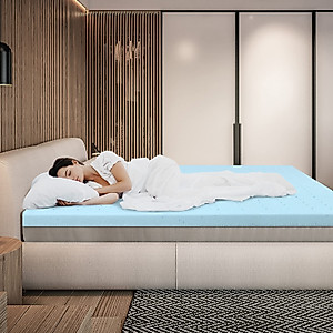 GOFLAME 4 Inch Memory Foam Mattress Topper King, Ventilated Gel-Infused Bed Mattress Topper, CertiPUR-US Certified, Comfort Body Support & Pressure Relieving