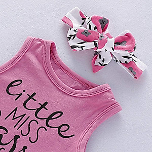 Hipea Toddler Girl Outfits Flower Tops Sleeveless Vest Shorts Headband Summer Clothes Set(3-4T)