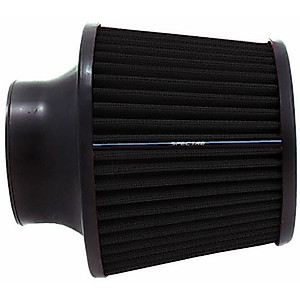 Spectre Universal Clamp-On Air Filter: High Performance, Washable Filter: Round Tapered; 3 in (76 mm) Flange ID; 6.5 in (165 mm) Height; 6 in (152 mm) Base; 4.75 in (121 mm) Top, SPE-9131, Black