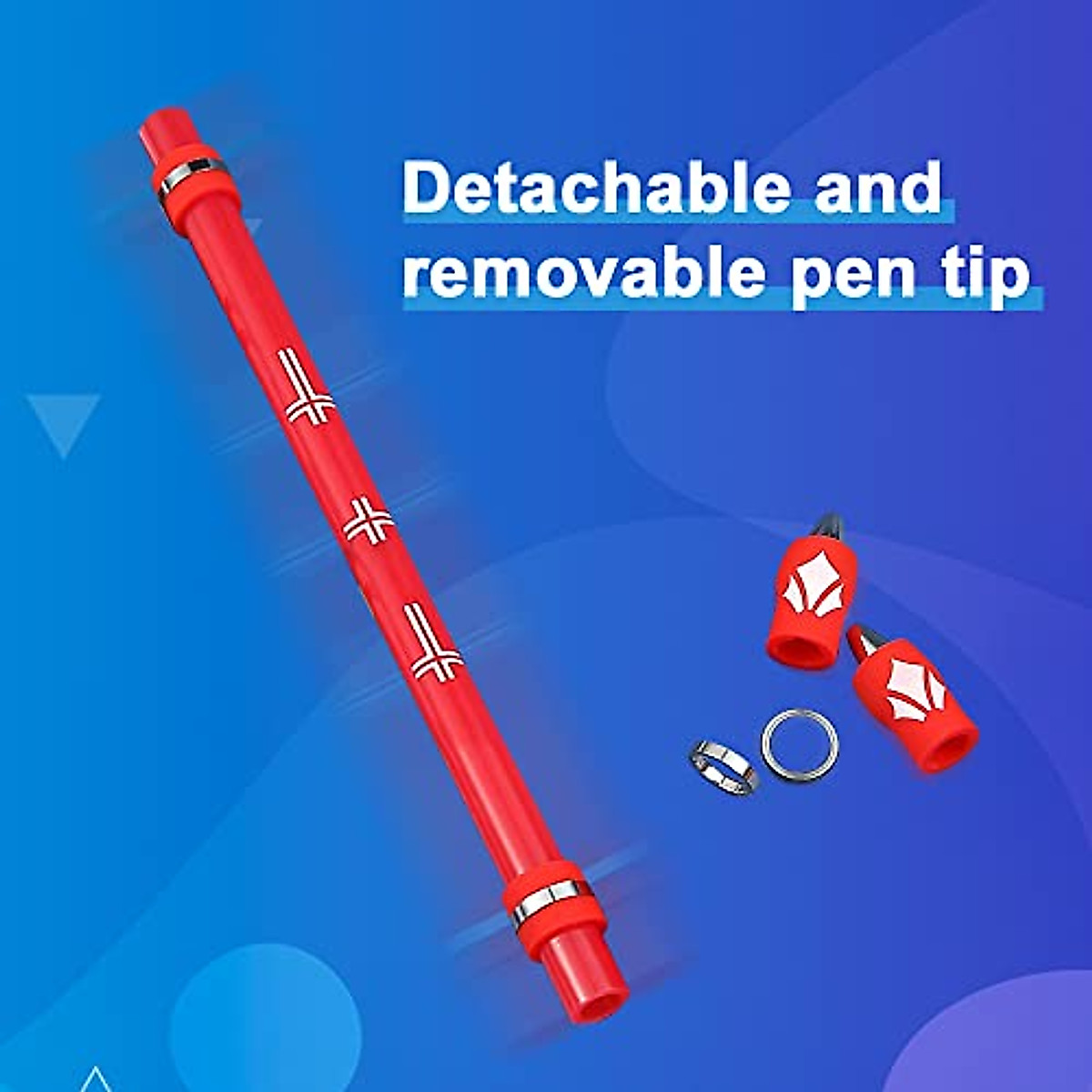 Roucerlin 2 Colors Pen Spinning with Silicone Bracelet, Metal Heads Gaming Finger Pen, 8.5In Weighted Rotating Ballpoint Pen, Spinning Pen for Student Adults, No Pen Refill (Black,White)