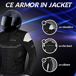 Motorcycle Jacket For Men Enduro Dualsport Riding High Visibility Dirtbike Ce Armor Waterproof All Season (BLACK, MEDIUM)