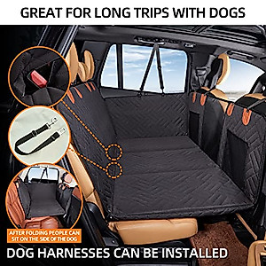 YJGF Back Seat Extender for Dogs,Dog Car Seat Cover for Back Seat Bed Inflatable for Car Camping Air Mattress,Dog Hammock for Car Travel Bed,Non Inflatable Car Bed Mattress for Car SUV Truck (Black)