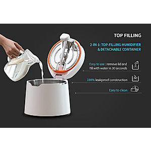 Carepod One 31S Stainless Steel Ultrasonic Cool Mist Humidifier Whisper-Quiet Easy Clean for Large Room 1gal (4liter), Only 3 Washable Parts, Auto Shut-off