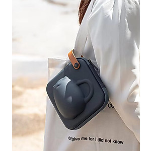 Rain House Cat Mugs with Infuser and Lid, Cute Tea Cups Kawaii Mug in Ceramic for Steeping Loose Leaf, Handmade Porcelain Teacup Teapot for Home Office, Portable Shatterproof Case 350ML (Black)