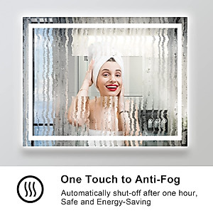 LUSPAZ Led Bathroom Mirror for Wall 40x30 Inch with Front and Backlit Lights, Double LED Vanity Mirror with Lights, Anti-Fog, Shatter-Proof, Memory, Stepless Dimmable Wall Mirrors