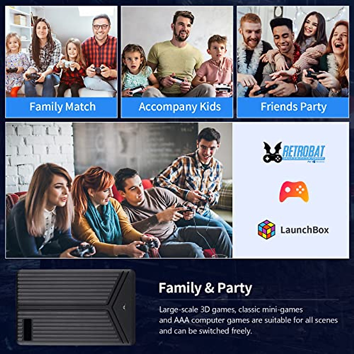 5T Retro Game Console HDD with 60649 Video Games+58 AAA PC Games, 82 Emulator Console, 3 Game System for Win 8.1/10/11 Plug and Play, Up to 6GB/s, 2 Wireless Controllers